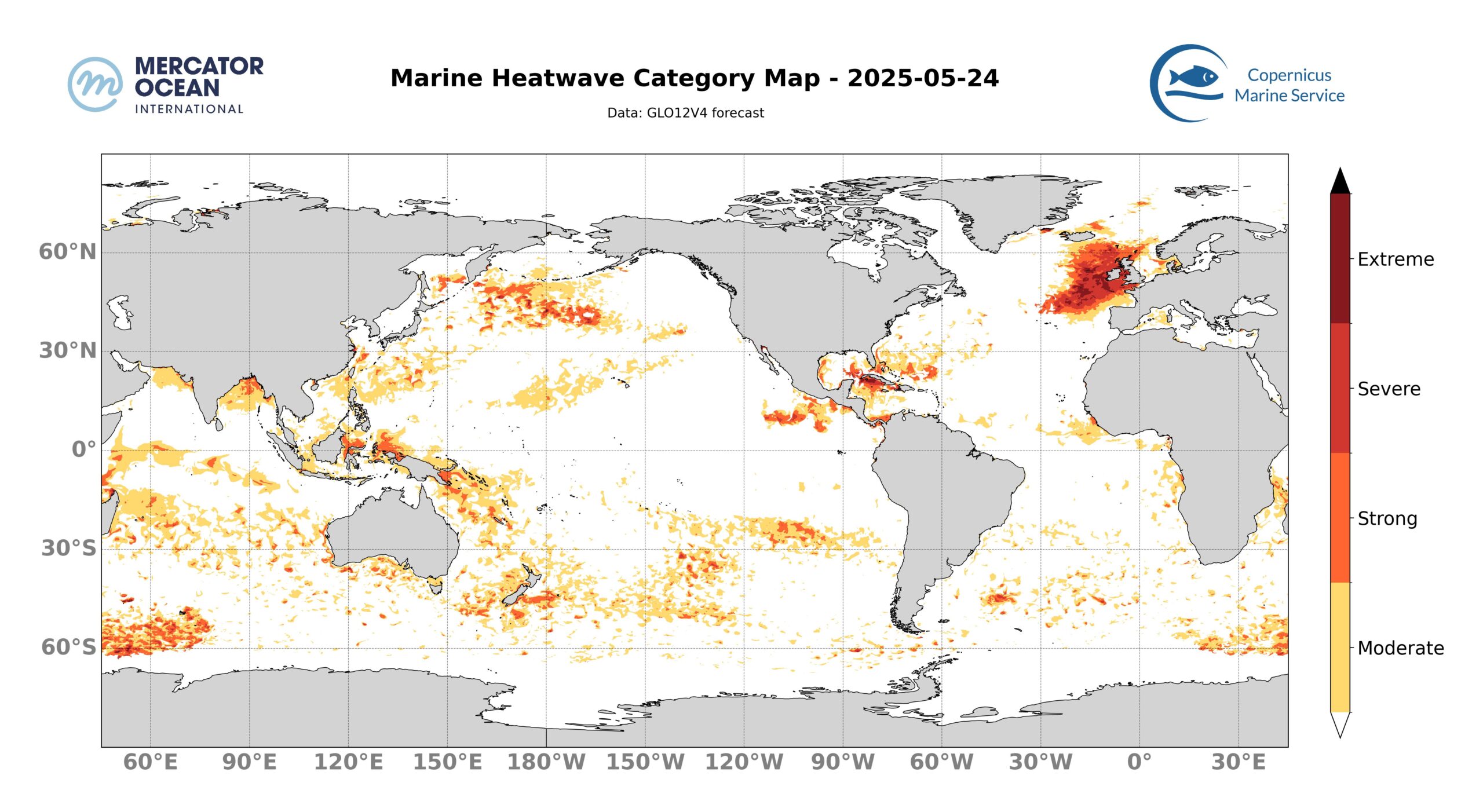 Marine heatwave forecasts - 19 July 2025 - Mercator Ocean International