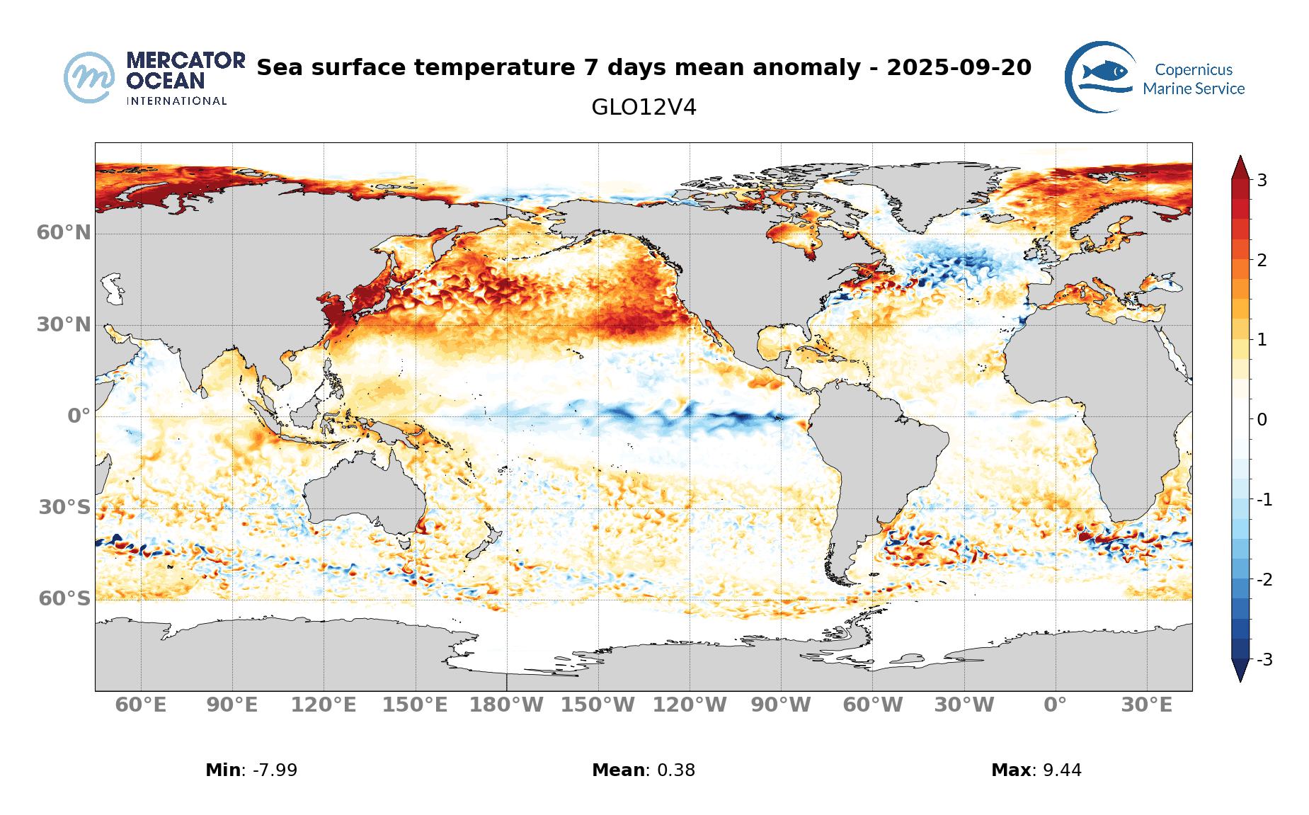 Marine heatwave bulletin - 20 September 2025 - Mercator Ocean International